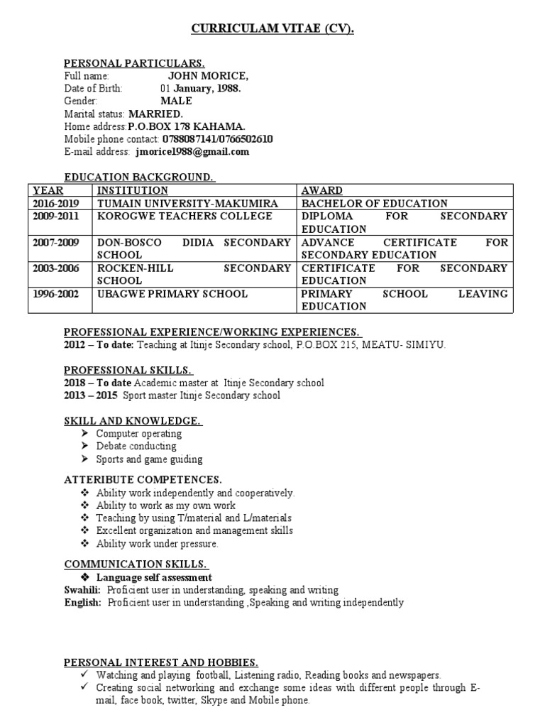 Curriculam Vitae (CV) | PDF