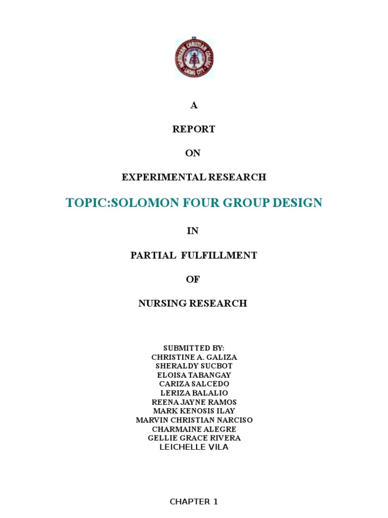Topic:Solomon Four Group Design | PDF | Experiment | Clinical Medicine
