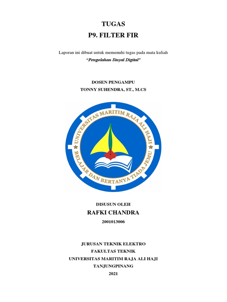 Tugas P9. Filter Fir - Rafki Chandra - 2001013006 | PDF