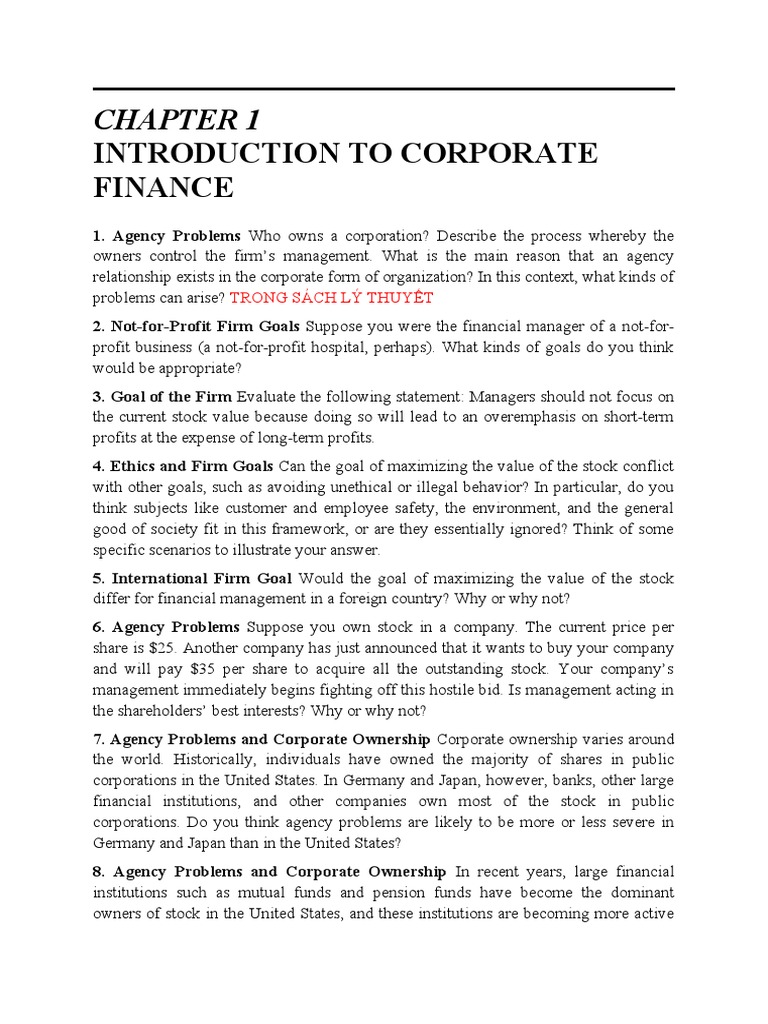 Chapter 1 - Concept Questions and Exercises Student | PDF | Bonds ...