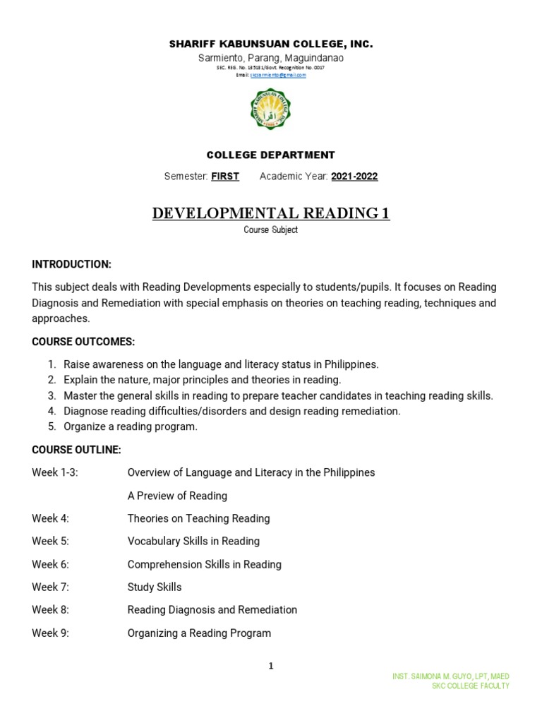 Developmental Reading 1 | PDF | Reading Comprehension | Pandemic