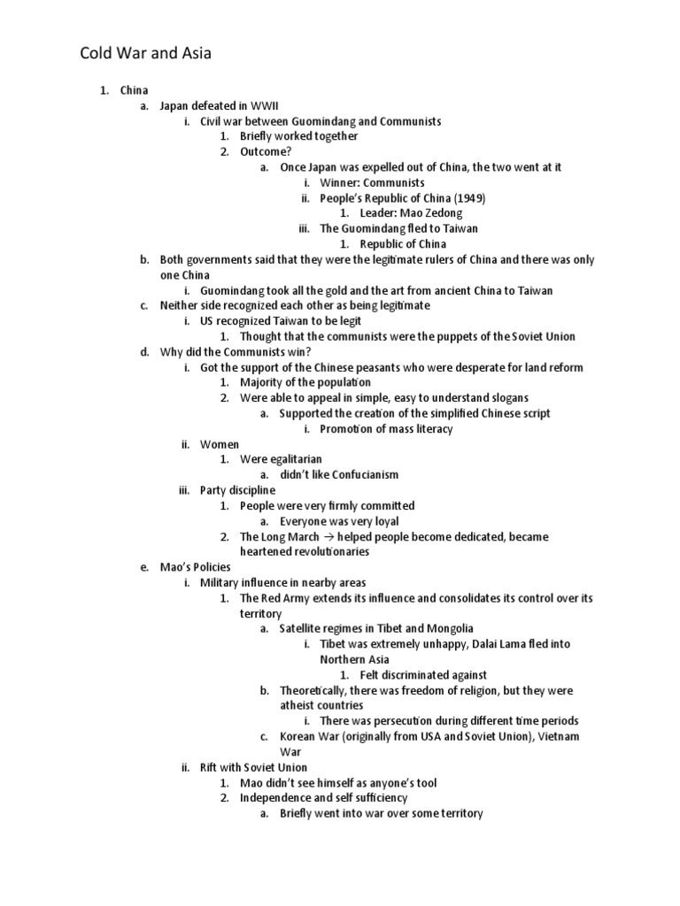 Cold War and Asia | PDF | Mao Zedong | Taiwan