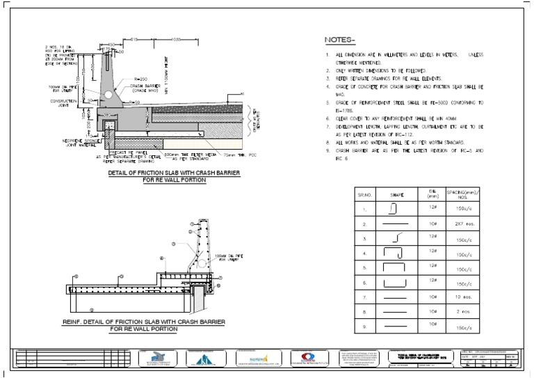 Friction Slab with Crash Barrier Details | PDF | Road Transport | Road