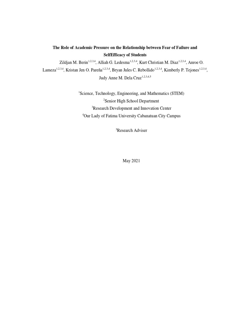 Academic Pressure and Student Self-Efficacy | PDF | Self Efficacy ...