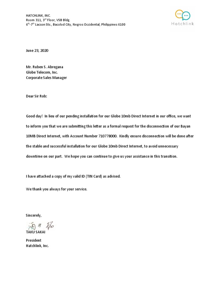 Bayantel Termination Letter 710778000 PDF | PDF