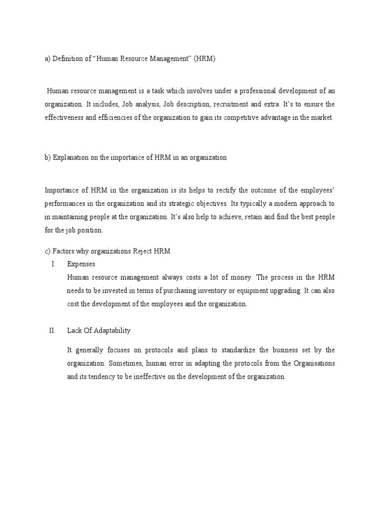 HRM Assignment | PDF | Human Resource Management | Employment