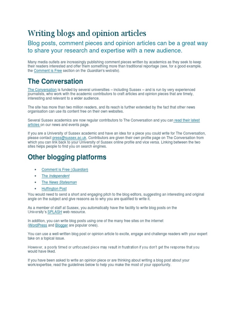 Academic Blogging Guide | PDF | Blog | Mass Media