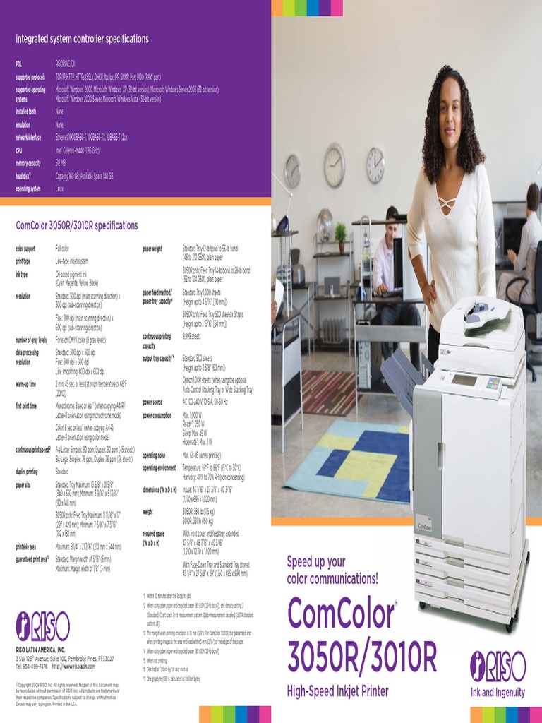 Comcolor 3050R/3010R: Integrated System Controller Specifications | PDF | Printer (Computing ...