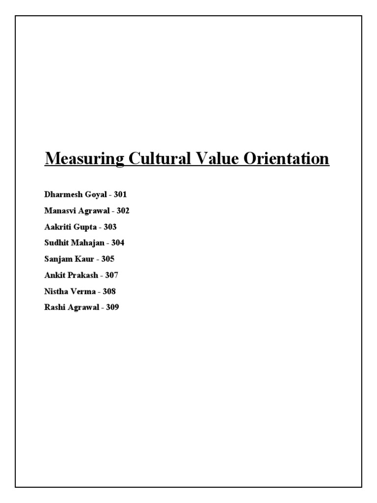 Measuring Cultural Values Orientation | PDF | Entrepreneurship | Value ...