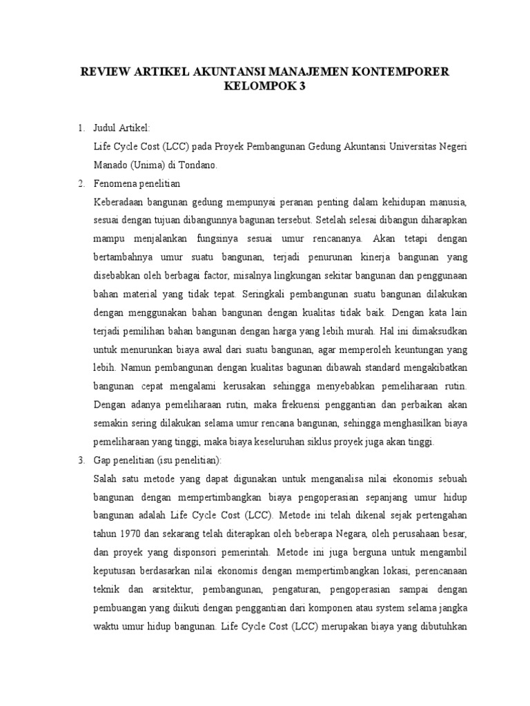 Biaya Siklus Hidup Gedung Unima | PDF