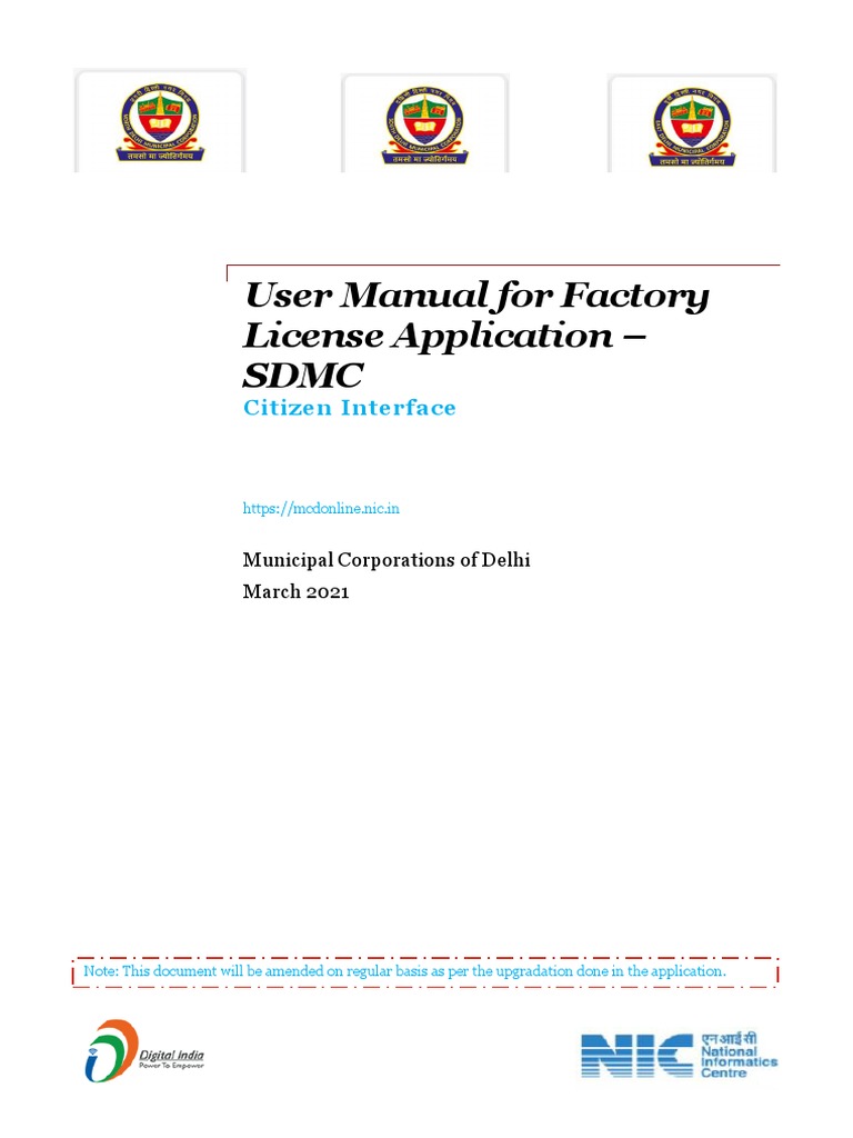 User Manual For Factory License Application - SDMC: Citizen Interface ...