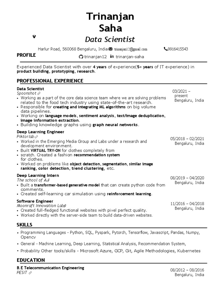 Data Science Resume | PDF | Deep Learning | Data Science