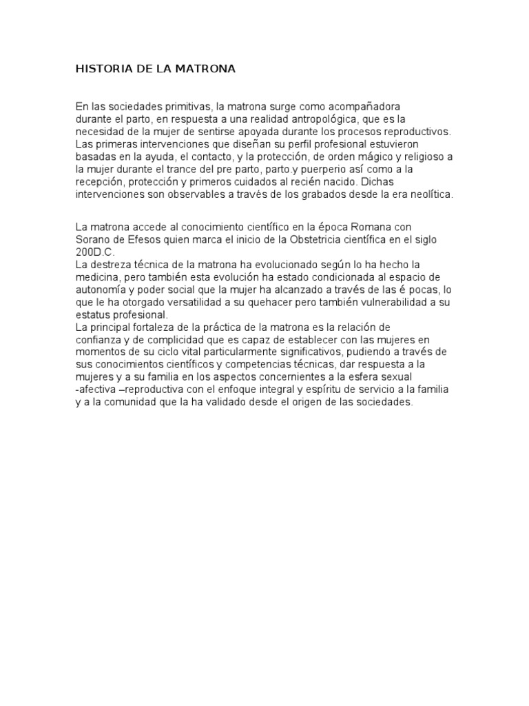 Historia de La Matrona | Descargar gratis PDF | Partería | Parto