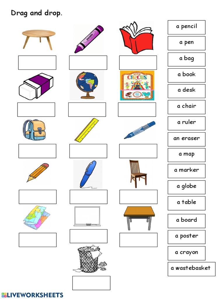 Worksheet School Objects 3rd Grade 1 | PDF