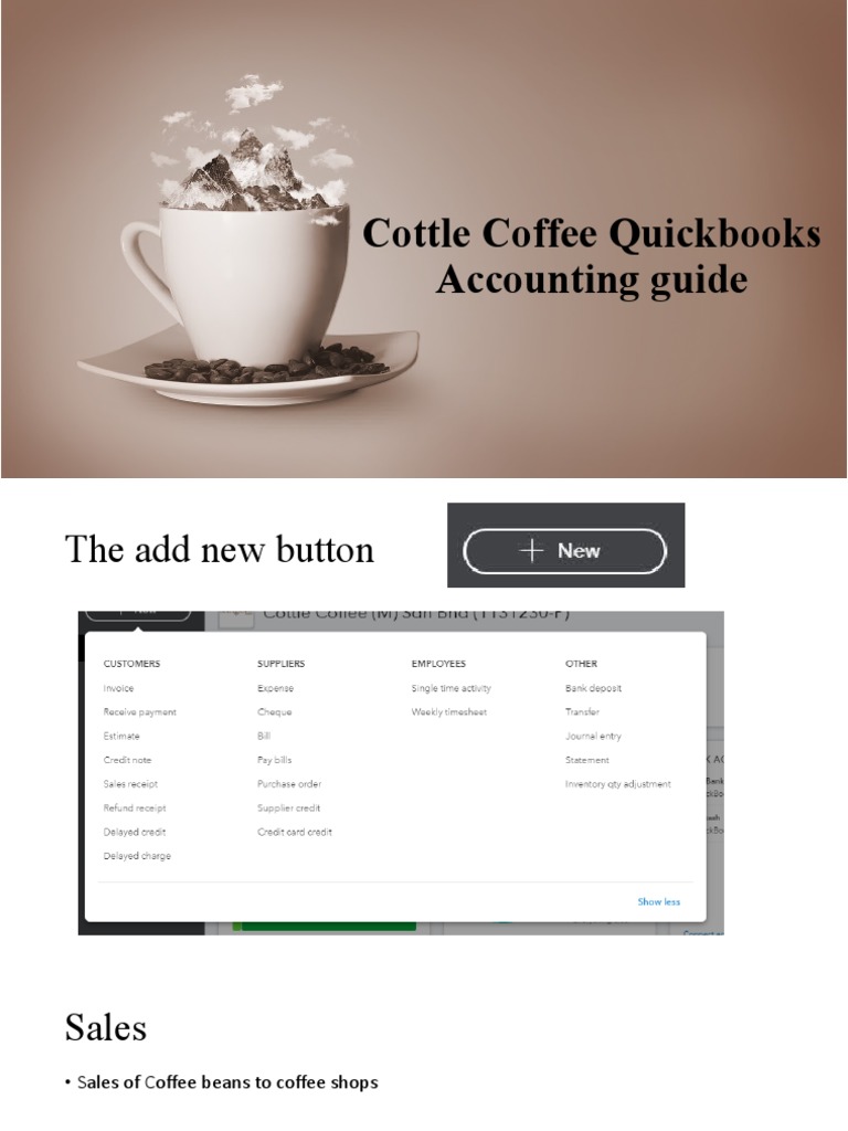 Cottle Coffee Quickbooks Accounting Guide | PDF
