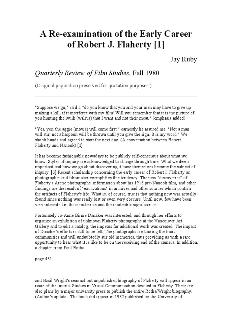 A Re-Examination of The Early Career of Robert J. Flaherty | PDF ...