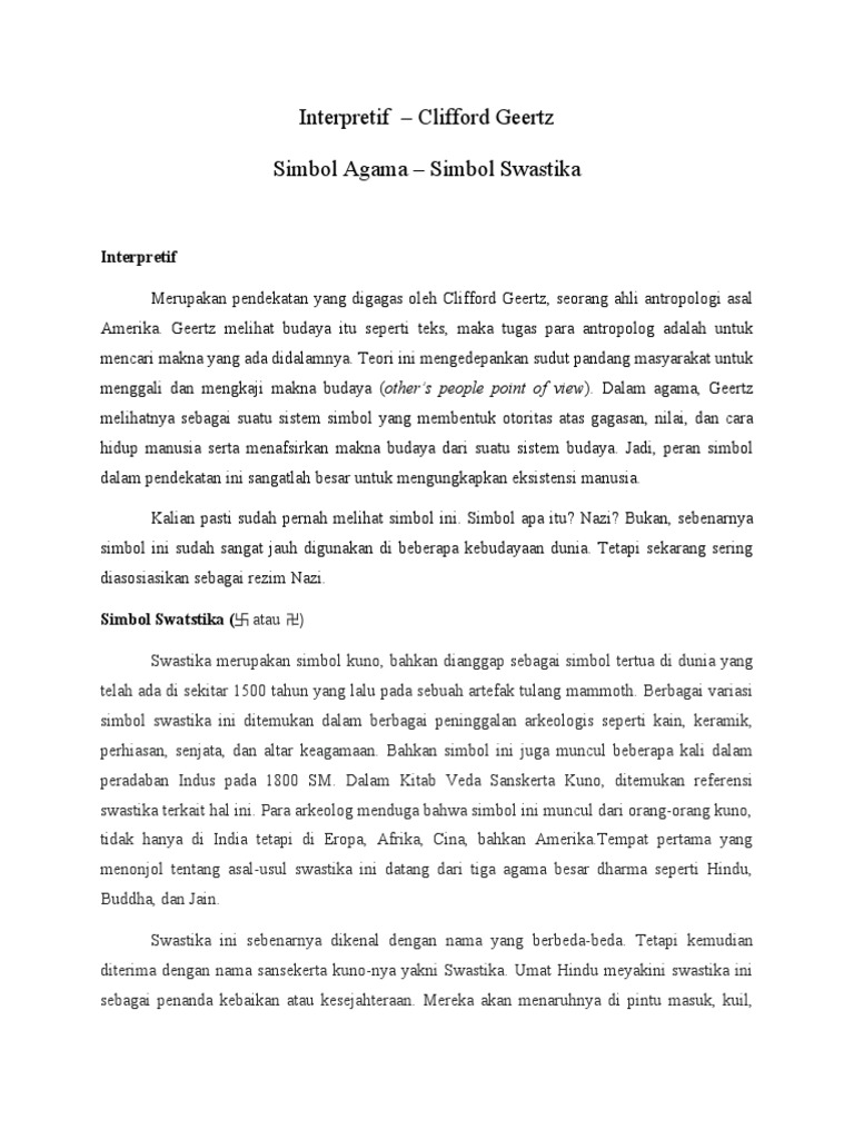 Interpretif Clifford Geertz Dalam Simbol Swastika | PDF | Ilmu Sosial ...