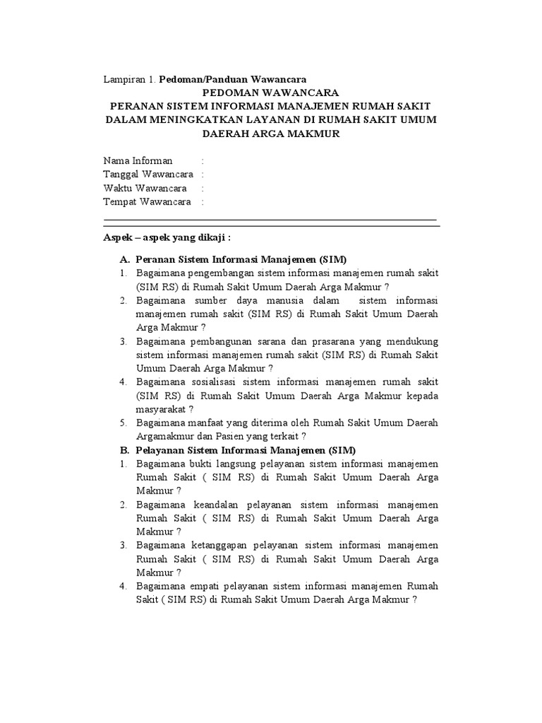 Peran SIMRS di RSUD Arga Makmur | PDF