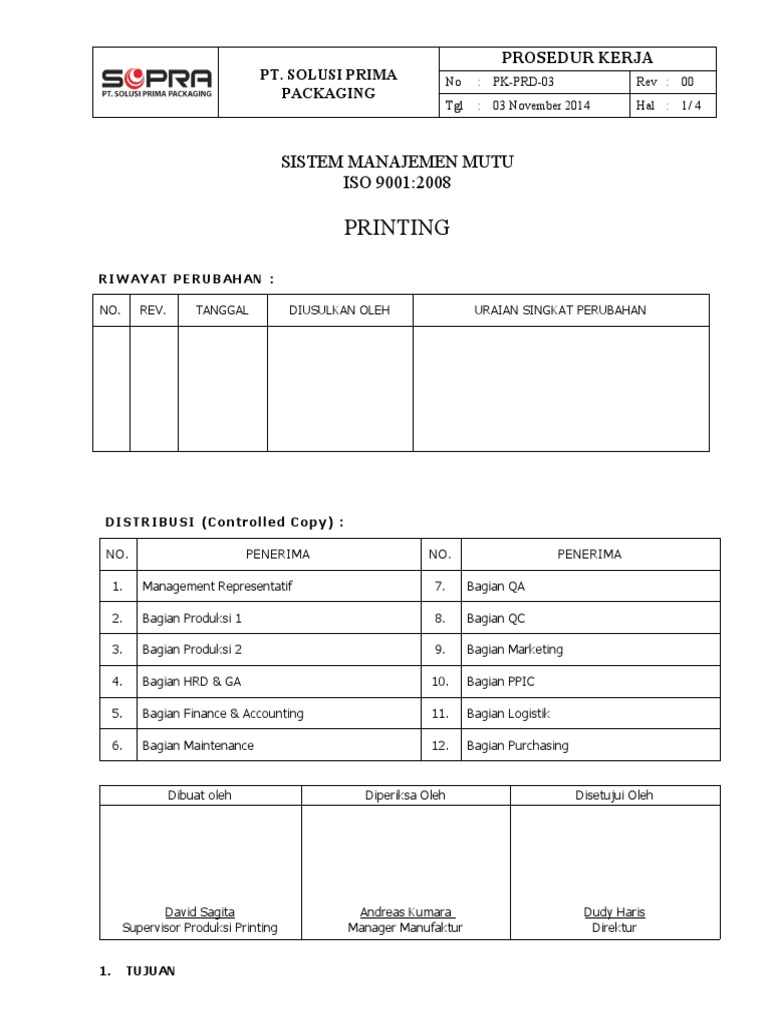 Sop Produksi Printing | PDF