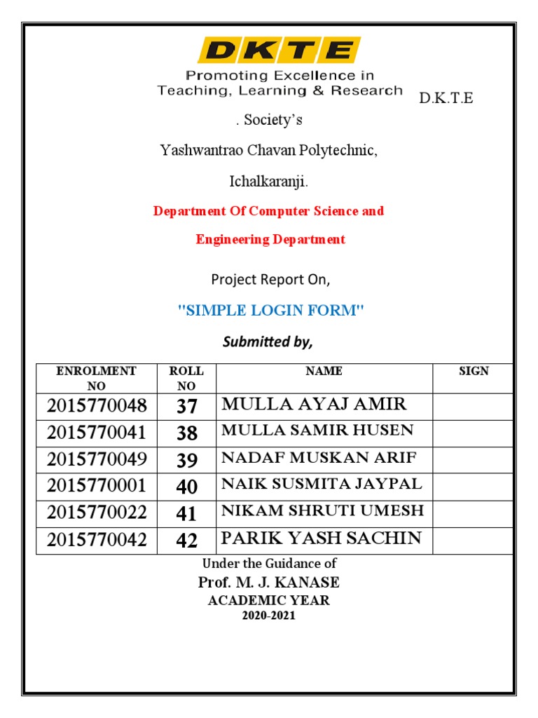 D.K.T.E - Society's Yashwantrao Chavan Polytechnic, Ichalkaranji | PDF ...