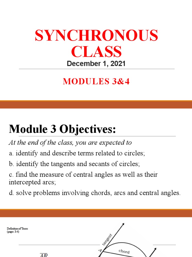 Synchronous Class: December 1, 2021 | PDF | Circle | Angle