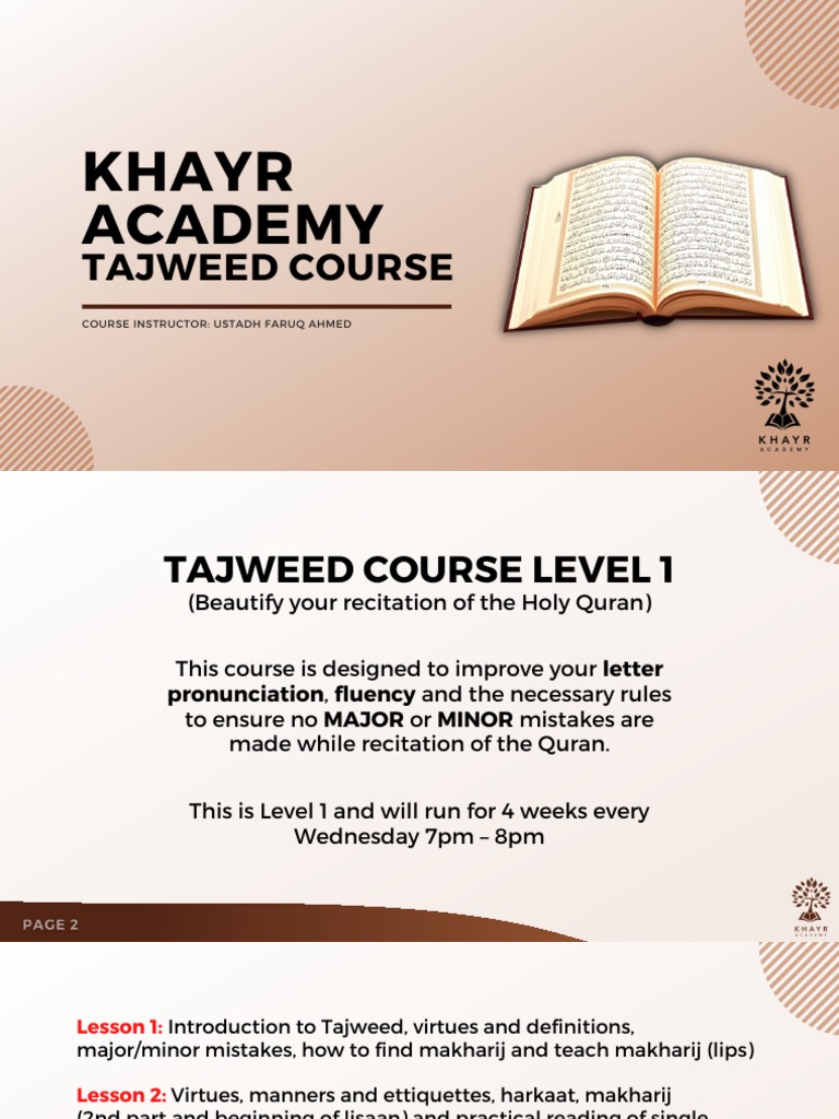 Khayr Academy: Tajweed Course | PDF | Quran | Islam