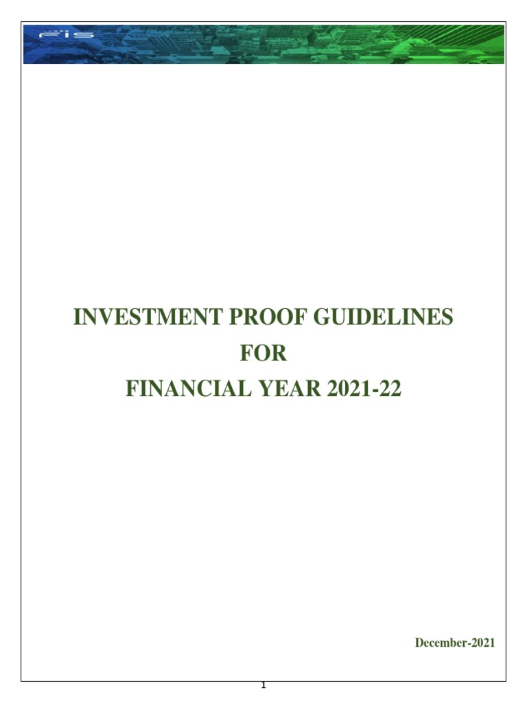 Investment Proof Guidelines - Fy 2021-22 | PDF | Loans | Interest