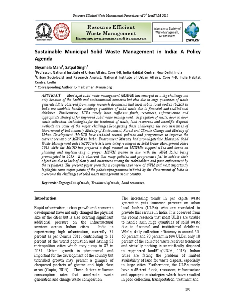 SWM-A Policy Agenda | PDF | Waste Management | Municipal Solid Waste