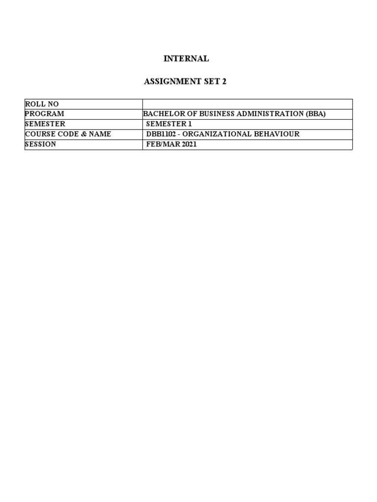 Assignment DBB1102 BBA 1 Set-1 May 2021 | PDF