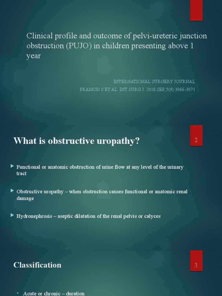 Pediatric PUJO: Clinical Outcomes and Surgery | PDF | Kidney | Urology