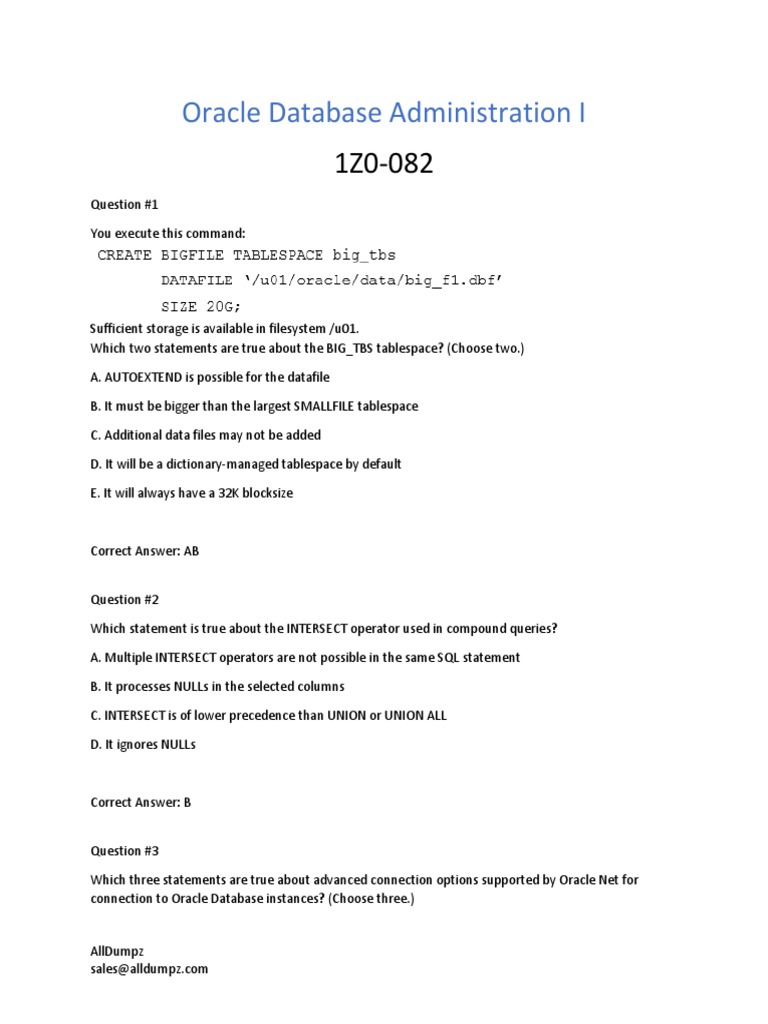 Oracle Database Administration I | PDF | Database Index | Databases