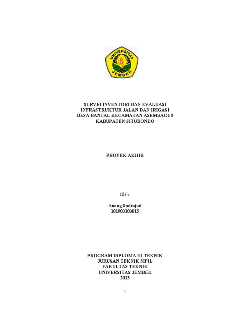 Survei Inventori Dan Evaluasi Infrastruktur Jalan Dan Irigasi Desa ...