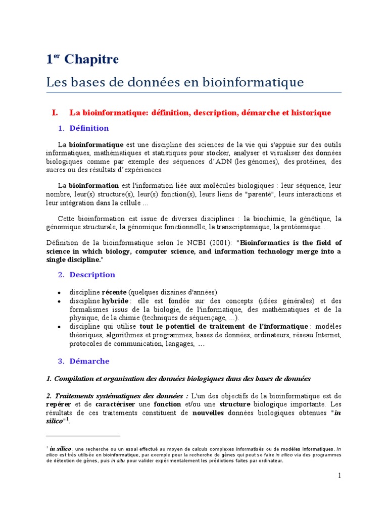 Introduction à la bioinformatique | PDF | Bio-informatique | Séquençage ...