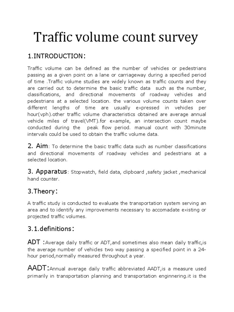Traffic Volume Count Survey | Download Free PDF | Traffic | Questionnaire