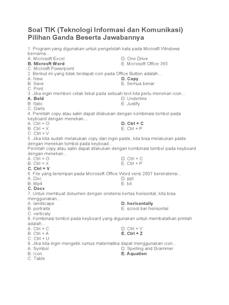 Soal TIK Kls 8 | PDF