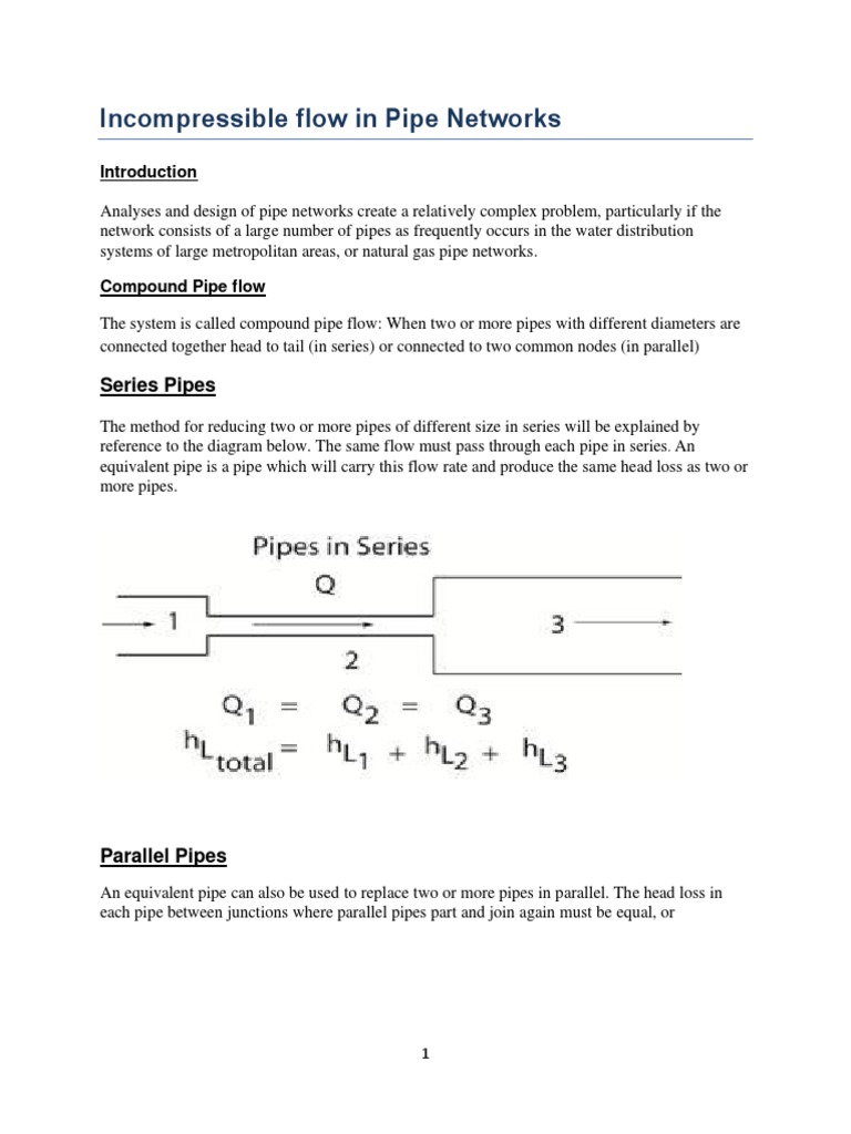 Incompressible Flow in Pipe Networks. | PDF | Fluid Dynamics | Pressure