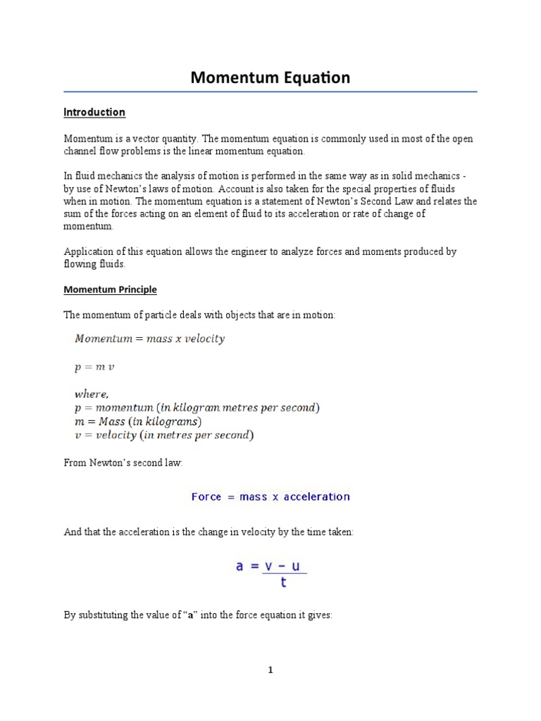 Momentum Equation. | PDF | Momentum | Force