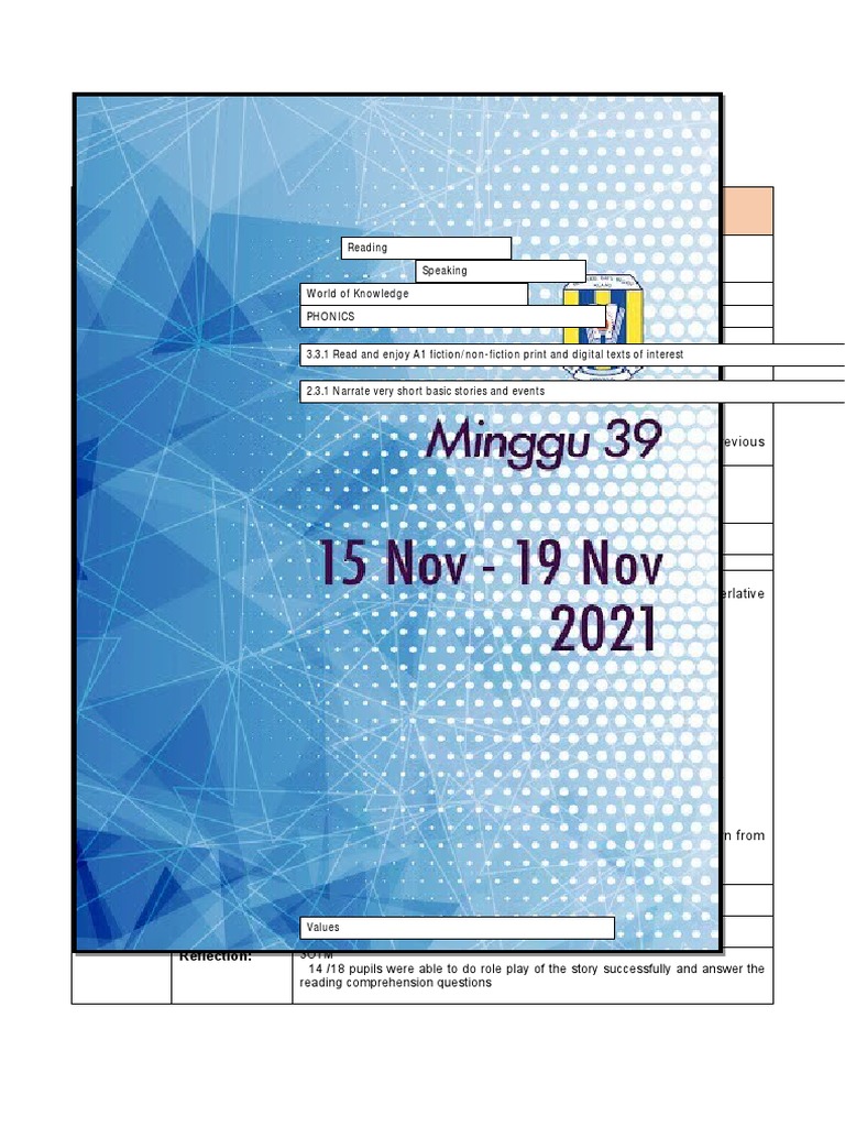 RPH Catch Up Plan Minggu 39 | PDF | Phonics | Reading Comprehension