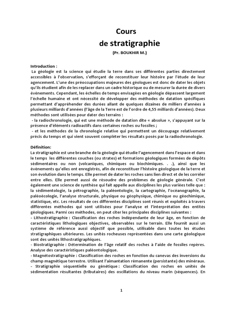 COURS de Stratigraphie - S3 2020-2021 | PDF | Échelle des temps ...