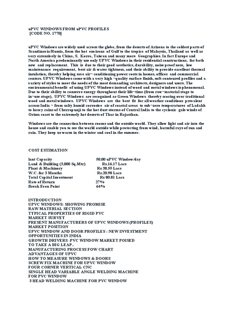 uPVC WINDOWS FROM uPVC PROFILES | PDF | Polyvinyl Chloride | Rain