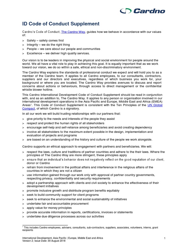 Code of Conduct for Global Partners | PDF | Child Protection | Supply Chain