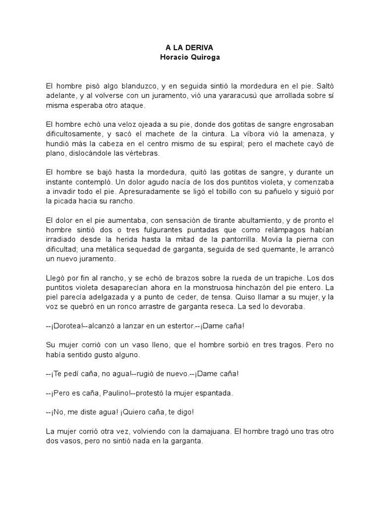 A LA DERIVA - Horacio Quiroga | PDF | Naturaleza