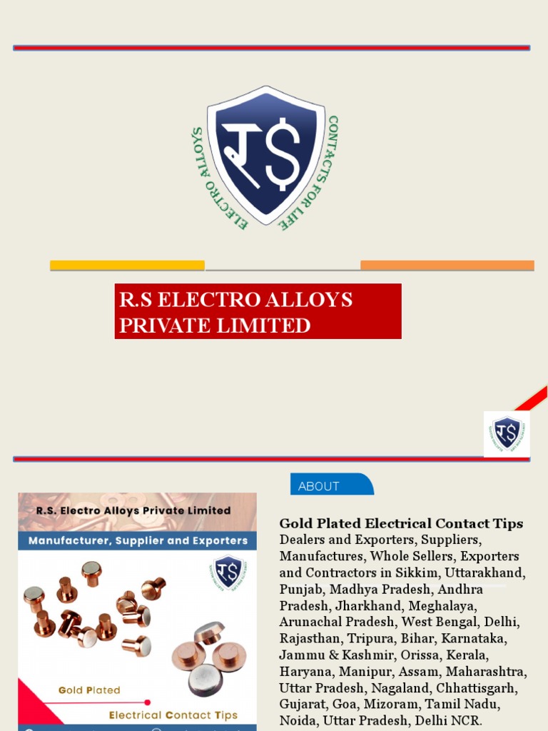 Gold Plated Electrical Contact Tips - Catalouge | PDF