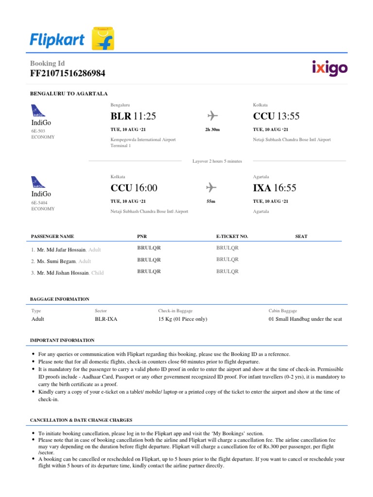 Ticket | PDF | Fee | Airlines
