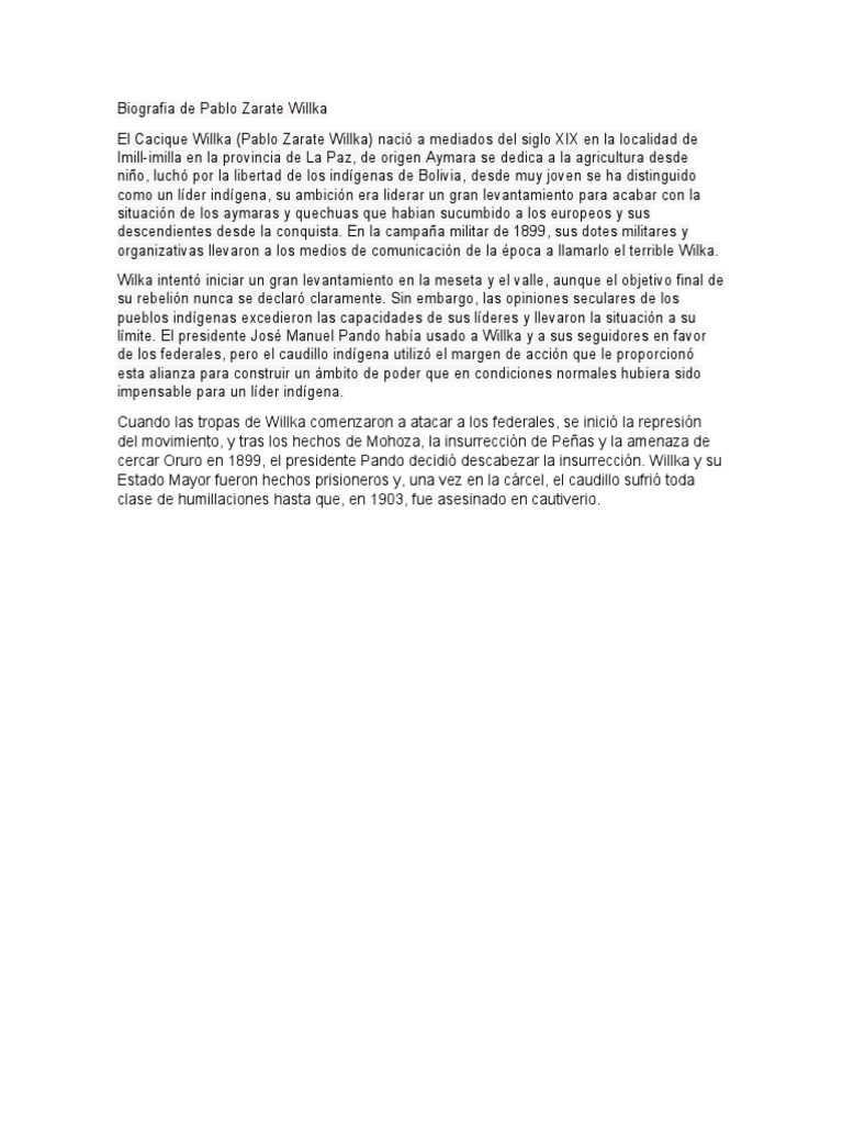 Biografia de Pablo Zarate Willka | PDF