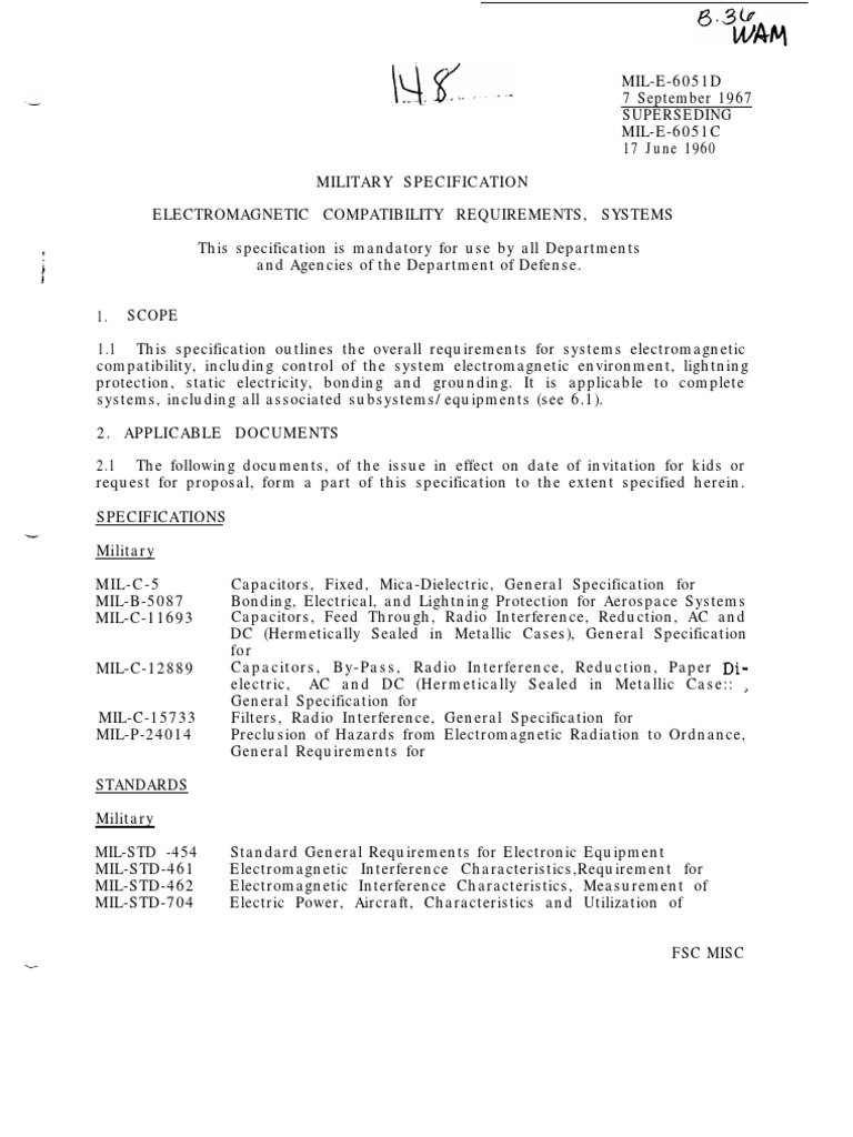 MIL-E-6051D Sep 67 | PDF | Electromagnetic Compatibility ...