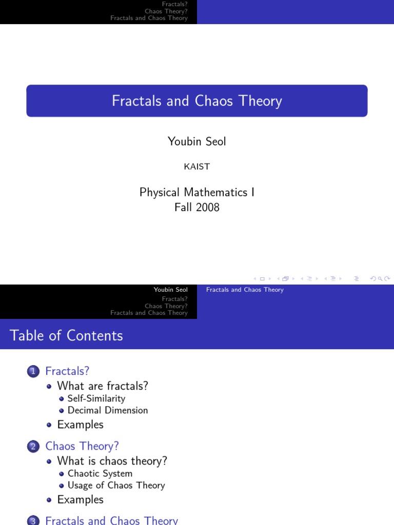 Fractals and Chaos Theory - Presentation | PDF | Fractal | Chaos Theory