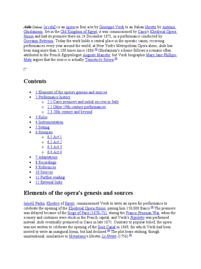 Aida (: Italian | PDF | Vocal Musical Compositions | Italian Music