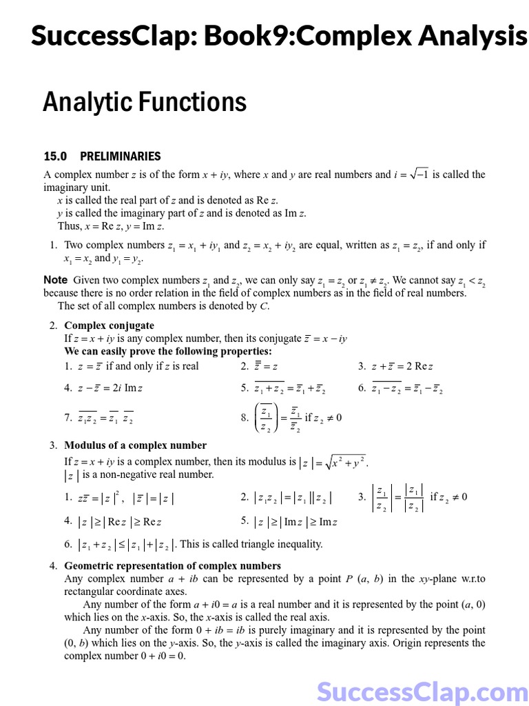 Complex Analysis by Successclap | PDF | Holomorphic Function | Function (Mathematics)