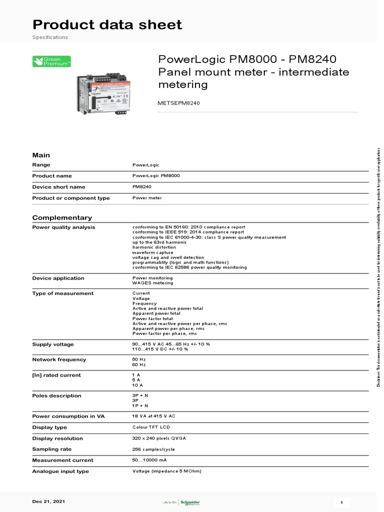 PowerLogic PM8000 Series - METSEPM8240 | PDF | Ac Power | Information ...